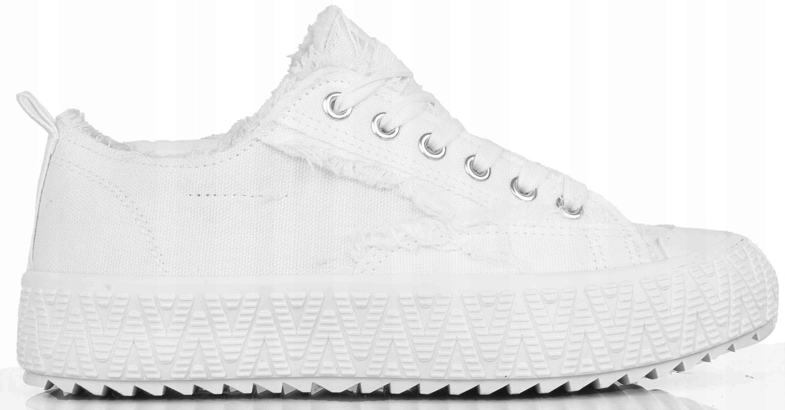 7481 BIAŁE NISKIE TRAMPKI PLATFORMA TENISÓWKI 40 (5905606047327) • Cena ...