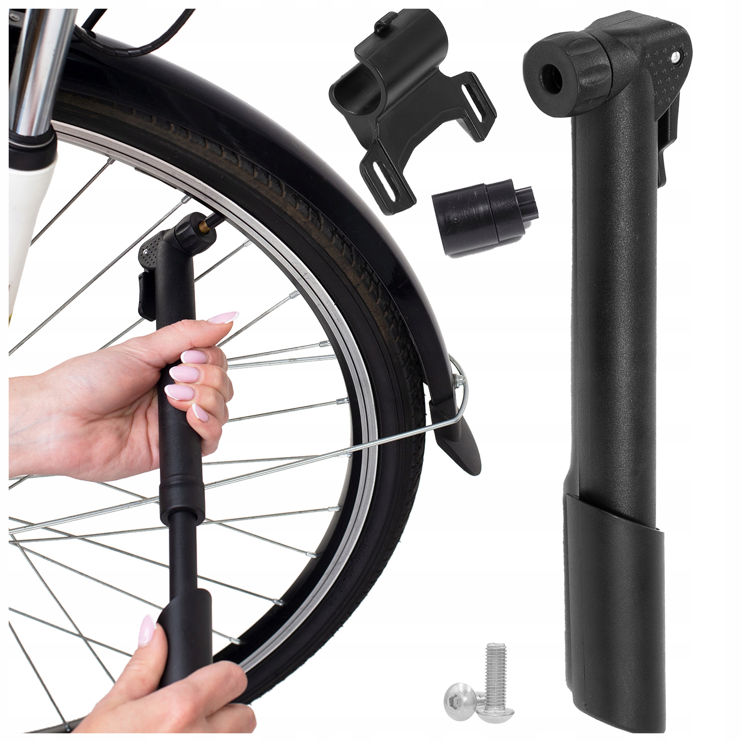 POMPKA ROWEROWA MINI RĘCZNA NA RAMĘ Z UCHWYTEM TELESKOPOWA DO ROWERU ...