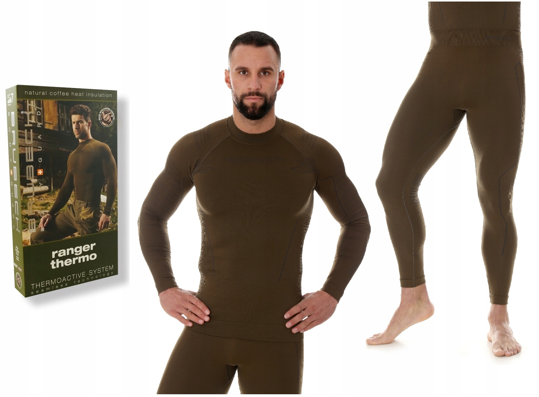 Komplet Brubeck RANGER THERMO / CIEPŁA ODZIEŻ TERMICZNA zielony r. M ...