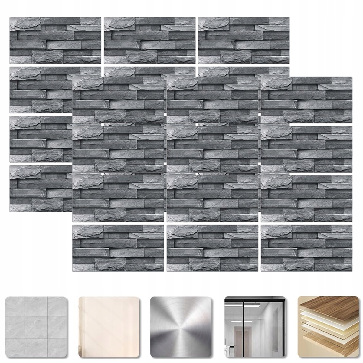 24x PANEL PANELE 3D ŚCIENNE SAMOPRZYLEPNE CEGŁA TAPETA MUR IMITACJA ...