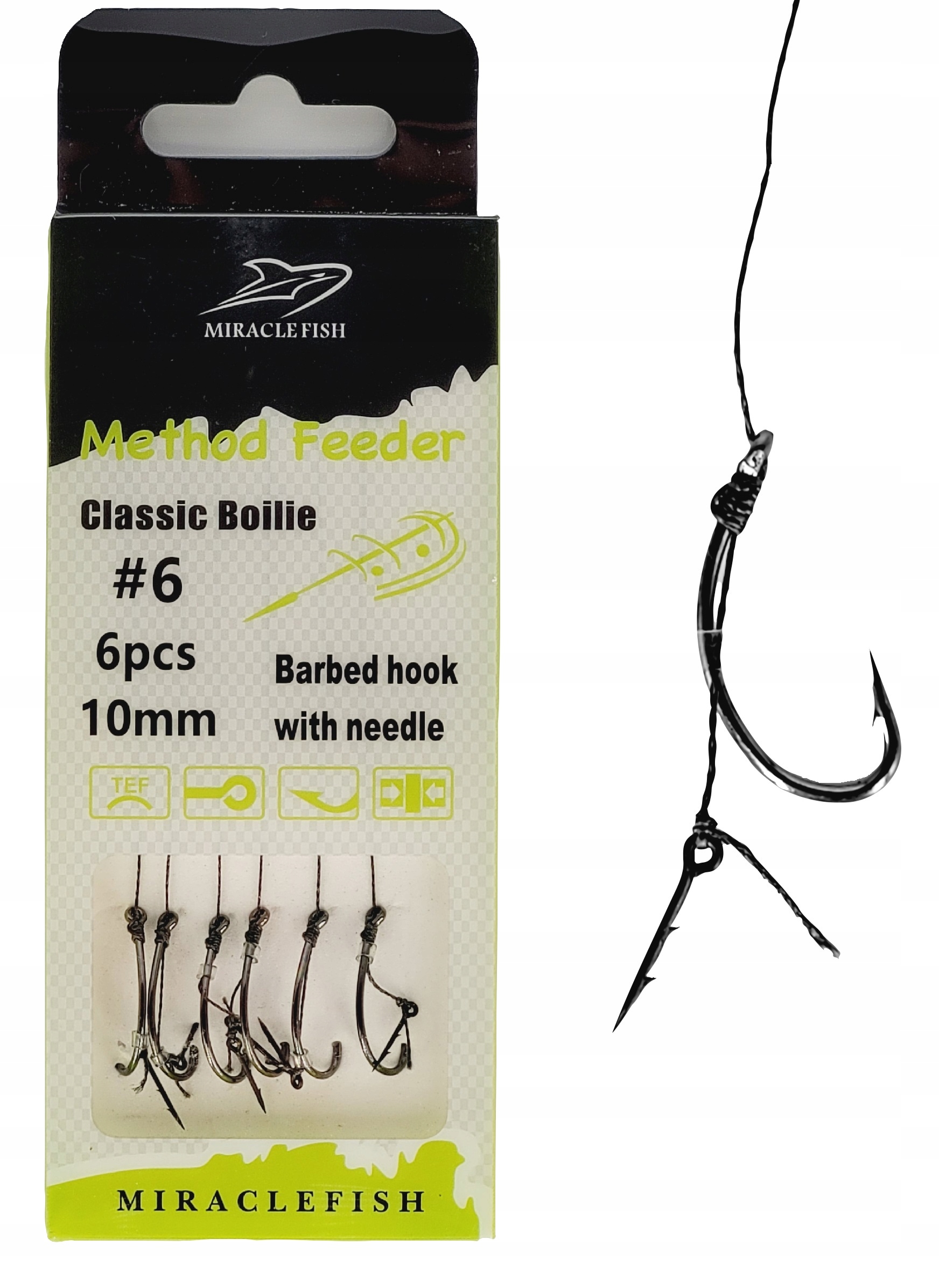 Haczyki z przyponem, z zadziorem Miracle Fish gruntowe, z przyponem, igłą i zadziorem 6 szt ...