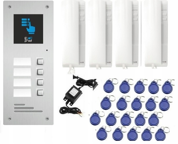 domofon cyfrowy czterorodzinny elprod breloki RFID • Cena, Opinie 11150723370 • Allegro