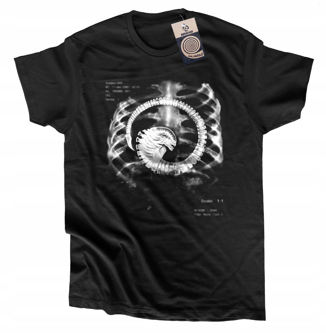 Koszulka ALIEN X-Ray Obcy Xenomorph Nostromo tshirt filmowa L • Cena ...