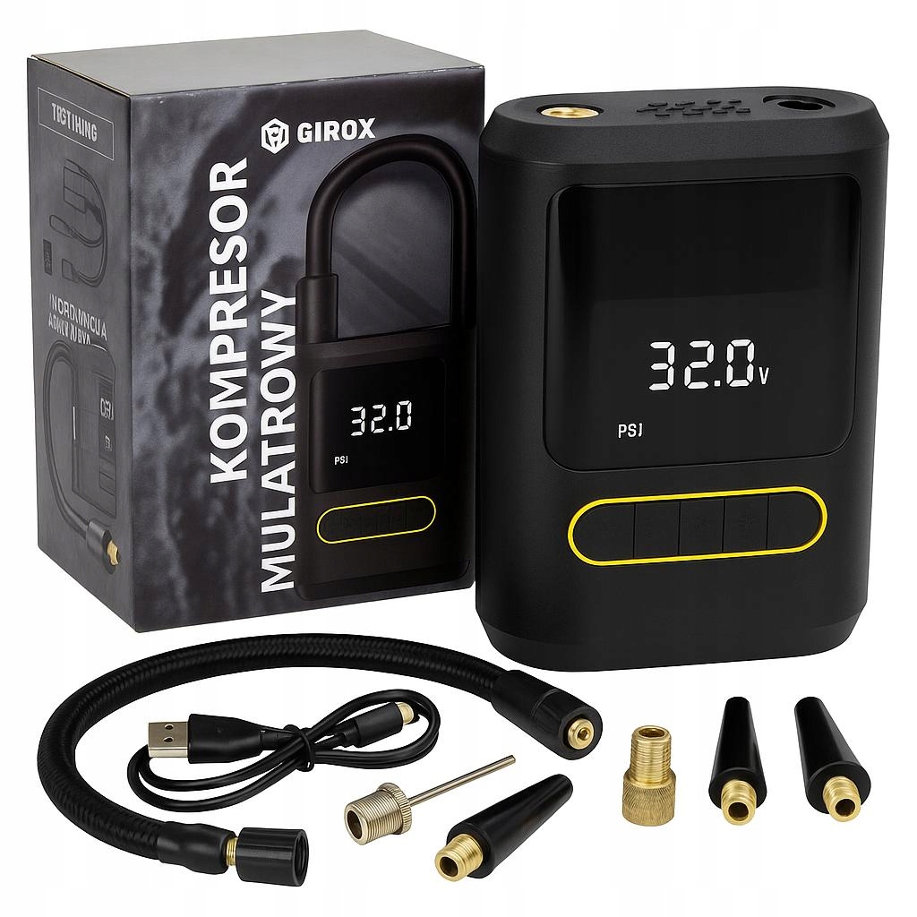 BEZPRZEWODOWY KOMPRESOR SAMOCHODOWY ROWEROWY AKUMULATOROWY POMPKA ...