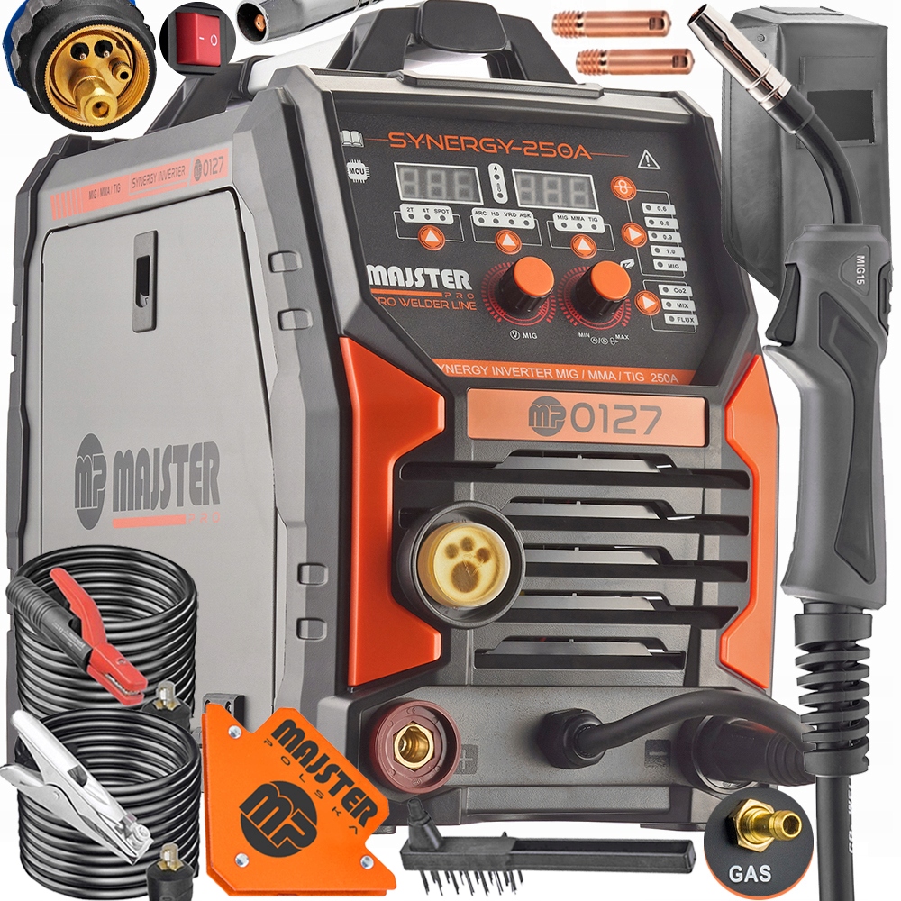 Spawarka inwertorowa Majster Pro 250 A MIG/MAG/MMA z maską i LCD ...