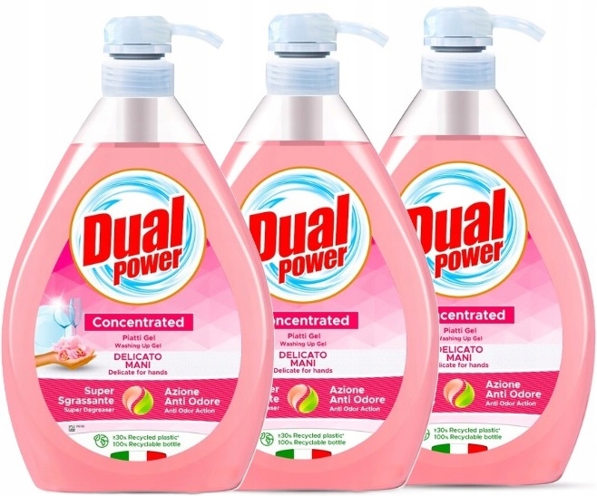 PŁYN DO NACZYŃ DUAL POWER DO DELIKATNYCH DŁONI ZESTAW 3x1000ML WŁOSKI ... PŁYN DO NACZYŃ DUAL POWER DO DELIKATNYCH DŁONI ZESTAW 3x1000ML WŁOSKI ...