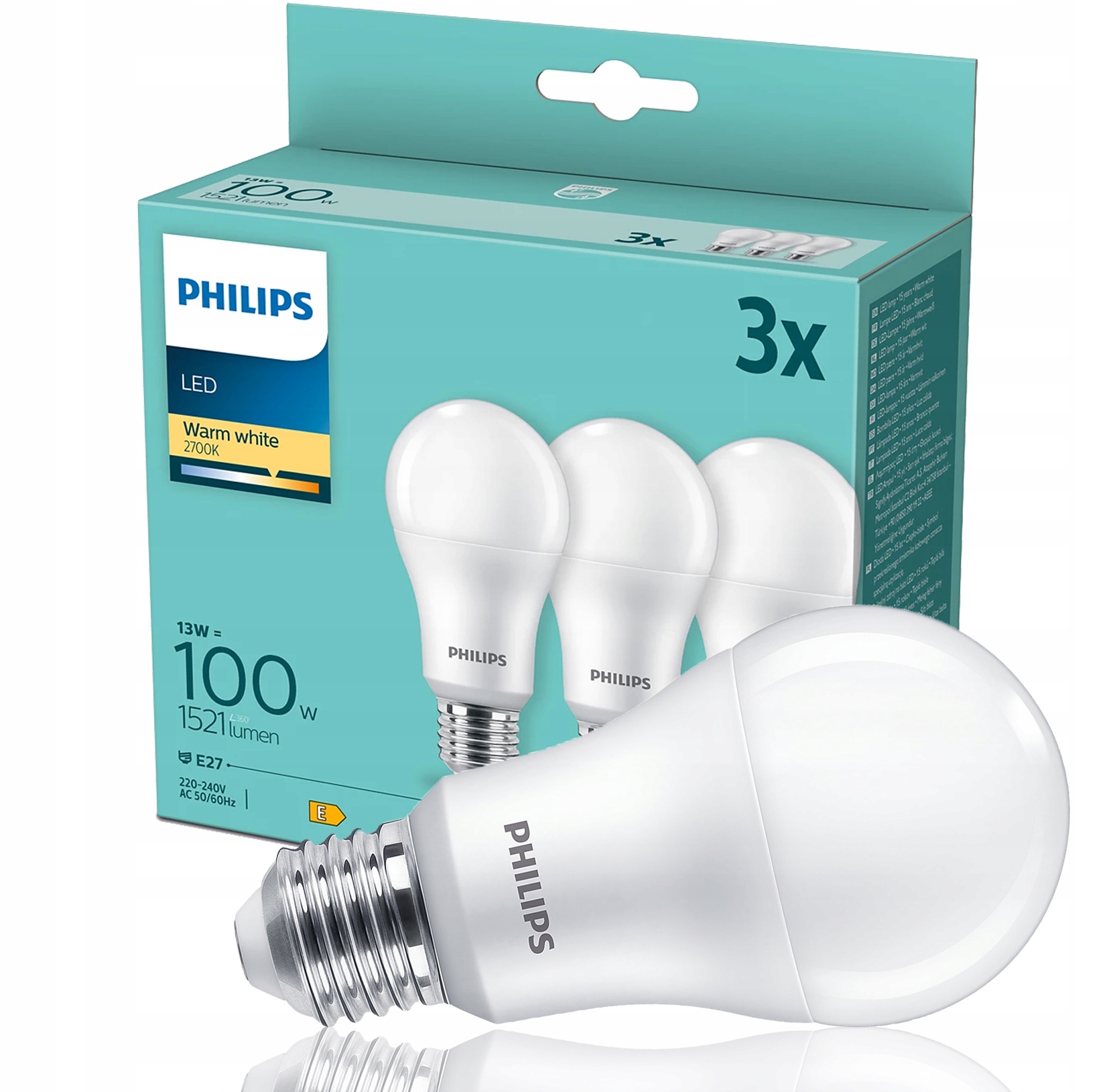 PHILIPS ZESTAW 3x Żarówka LED E27 13W = 100W 2700K CIEPŁA BIAŁA 1521lm ... PHILIPS ZESTAW 3x Żarówka LED E27 13W = 100W 2700K CIEPŁA BIAŁA 1521lm ...