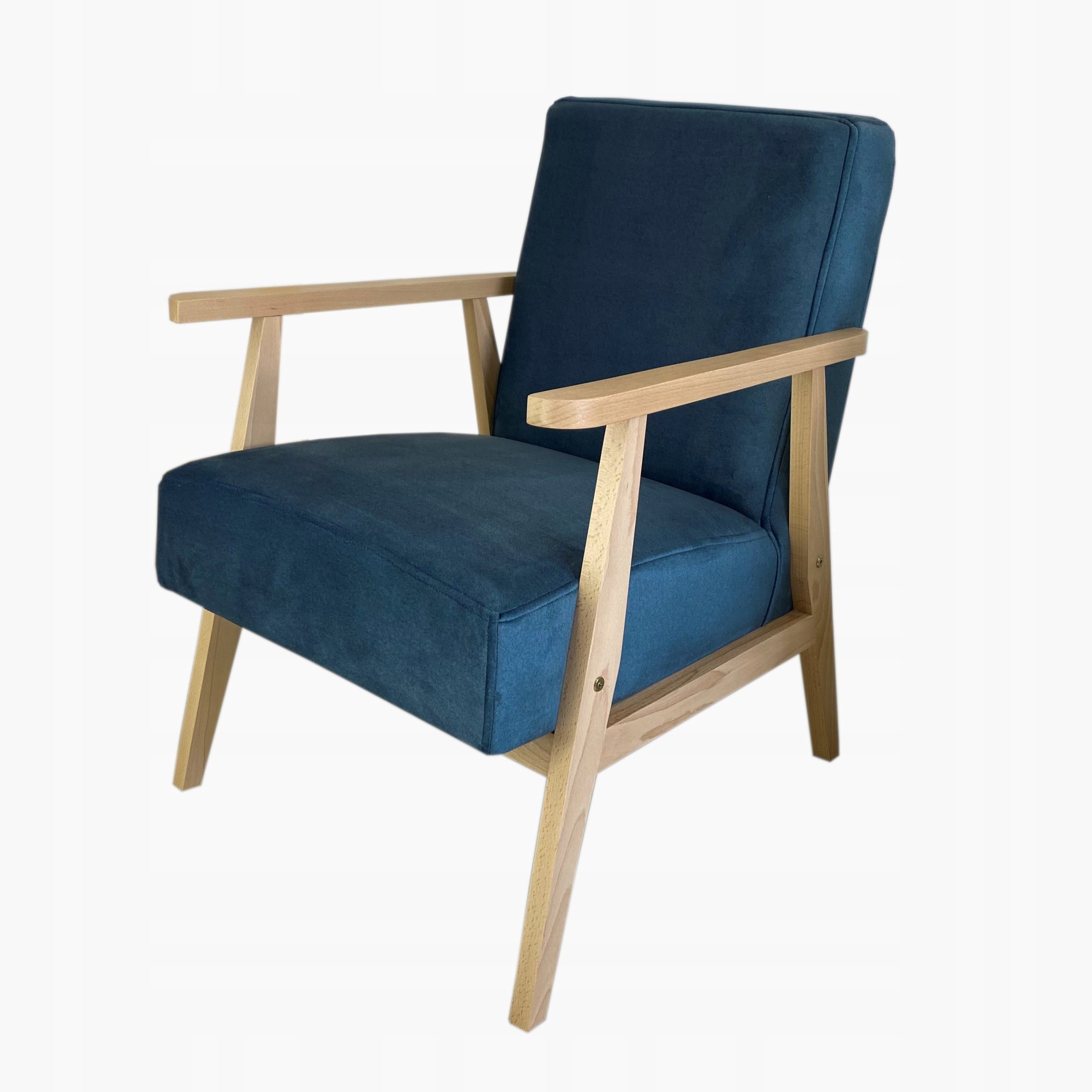 Fotel do salonu granatowy PRL welurowy bukowy • Cena, Opinie • Fotele ...