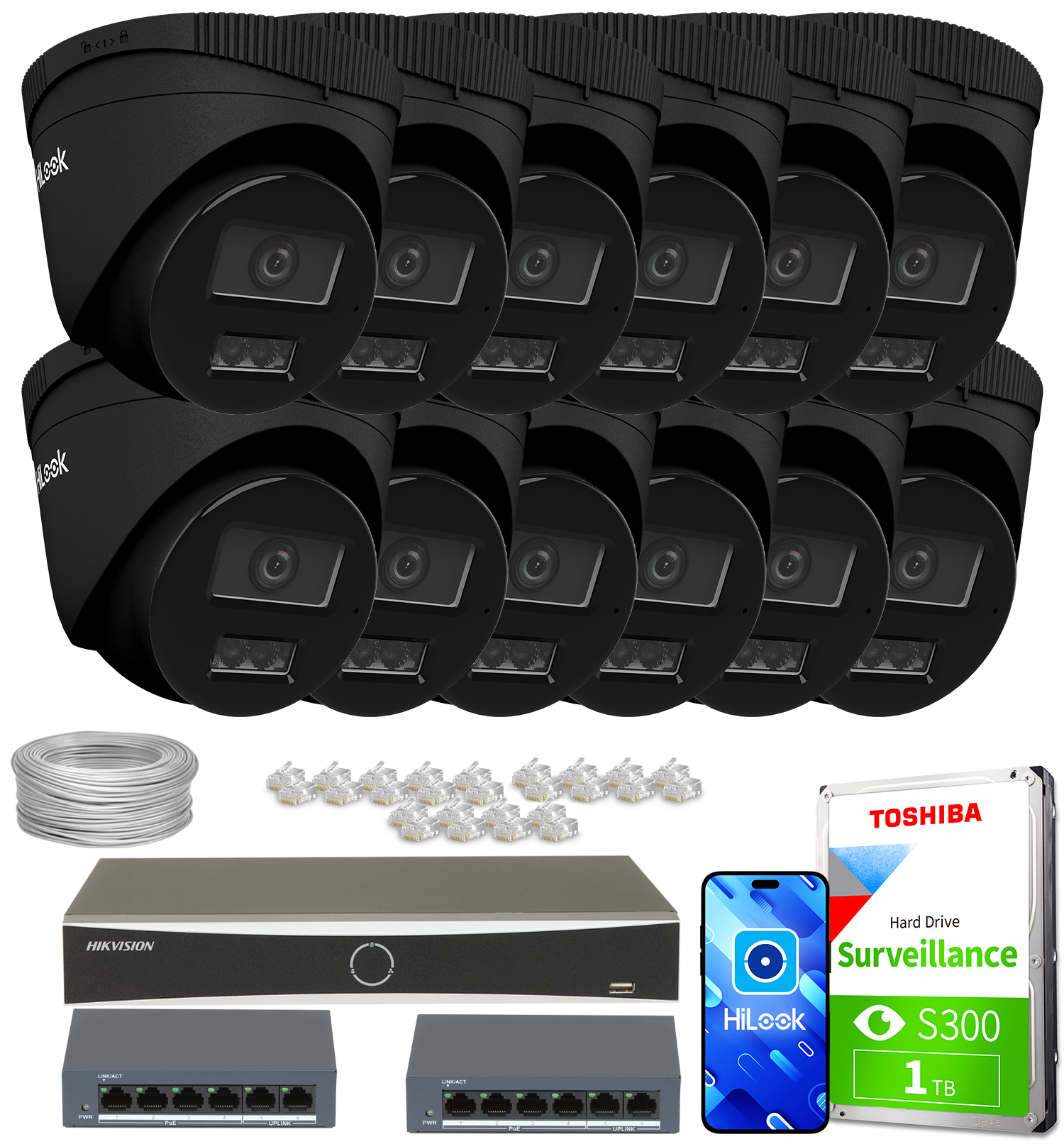 Sada pro monitorování Hikvision DS-7616NXI-K1(D) + IPCAM-T4-30DL +UTP kat.5 za 39339.00CZK - Allegro