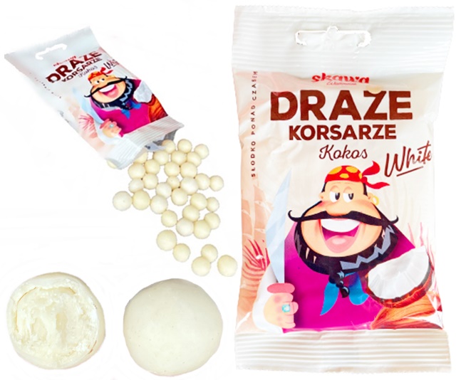 Korsarze WHITE draże kokosowe BIAŁE Skawa 70g 13616036056 - Allegro.pl