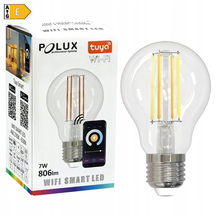 Żarówka LED smart Filament E27 A60 7W CCT Sterowna Aplikacją TUYA ...