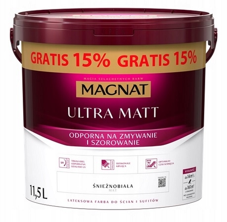 Farba lateksowa ścienna Magnat 11,5 l biały mat (5903973225867) • Cena ...