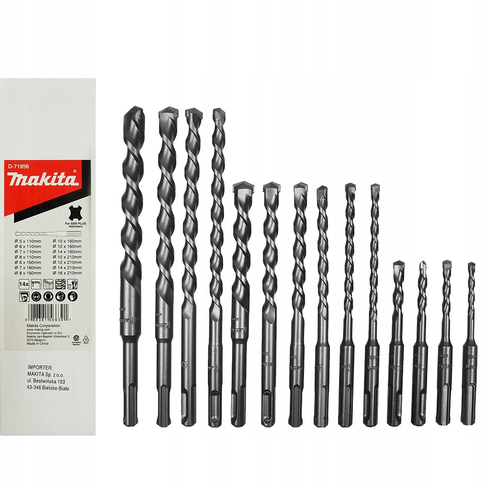 WIERTŁA DO BETONU ZESTAW WIERTEŁ SDS-PLUS 14SZT. 5-16 mm MAKITA D-71956 ... WIERTŁA DO BETONU ZESTAW WIERTEŁ SDS-PLUS 14SZT. 5-16 mm MAKITA D-71956 ...