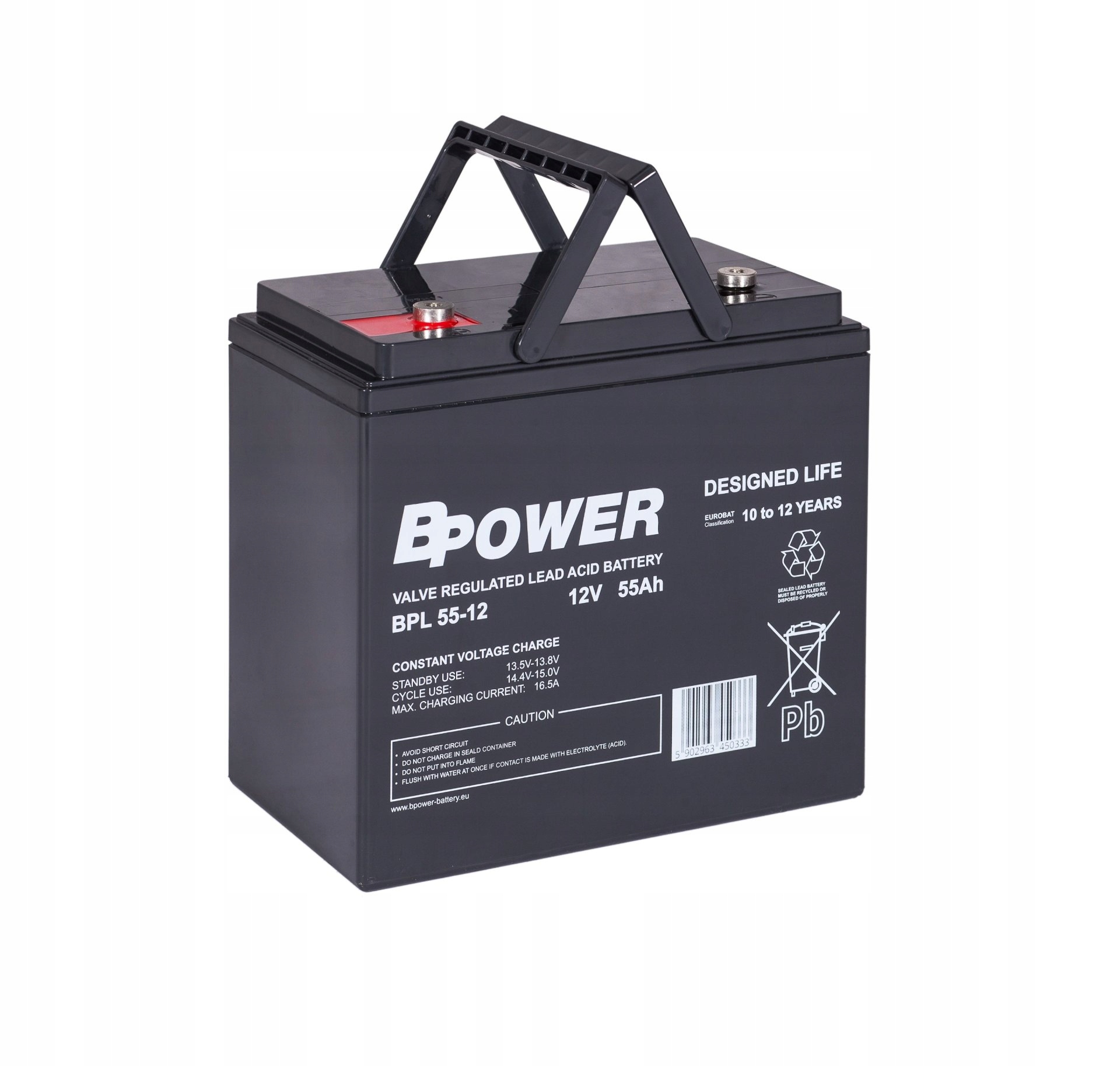 BPOWER BPL55-12 55Ah AGM 12V akumulator do alarmu UPS awaryjny na 10 ...