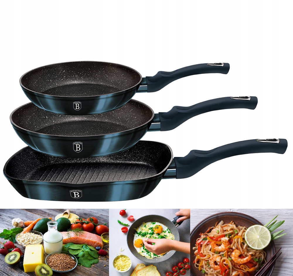 Zestaw patelni Berlinger Haus Metallic Line 3 elementy (5999108407468) • Cena, Opinie • Patelnie ...