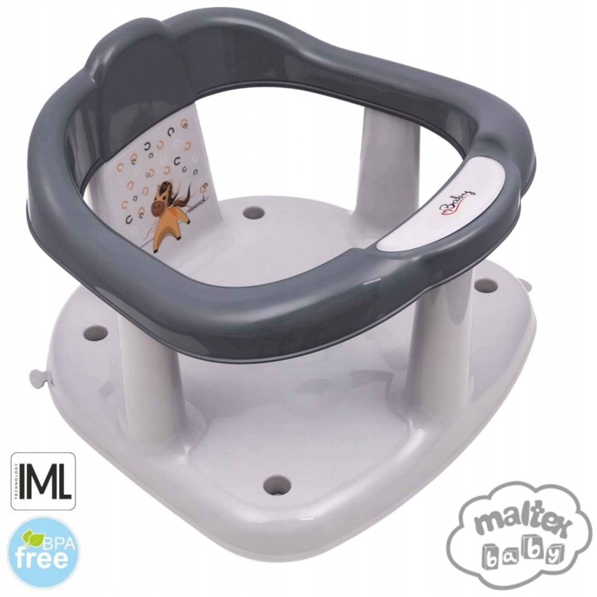 MALTEX KRZESEŁKO DO KĄPIELI KONIK SZARE KRZESŁO KĄPIELOWE DLA DZIECKA ...