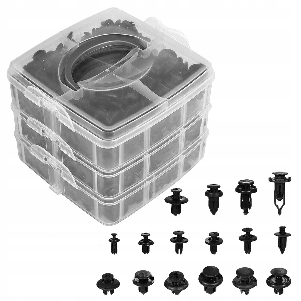 ZESTAW SPINEK SPINKI KOŁKI SAMOCHODOWE 620 SZT SPINKI KLIPSY ETUI ...