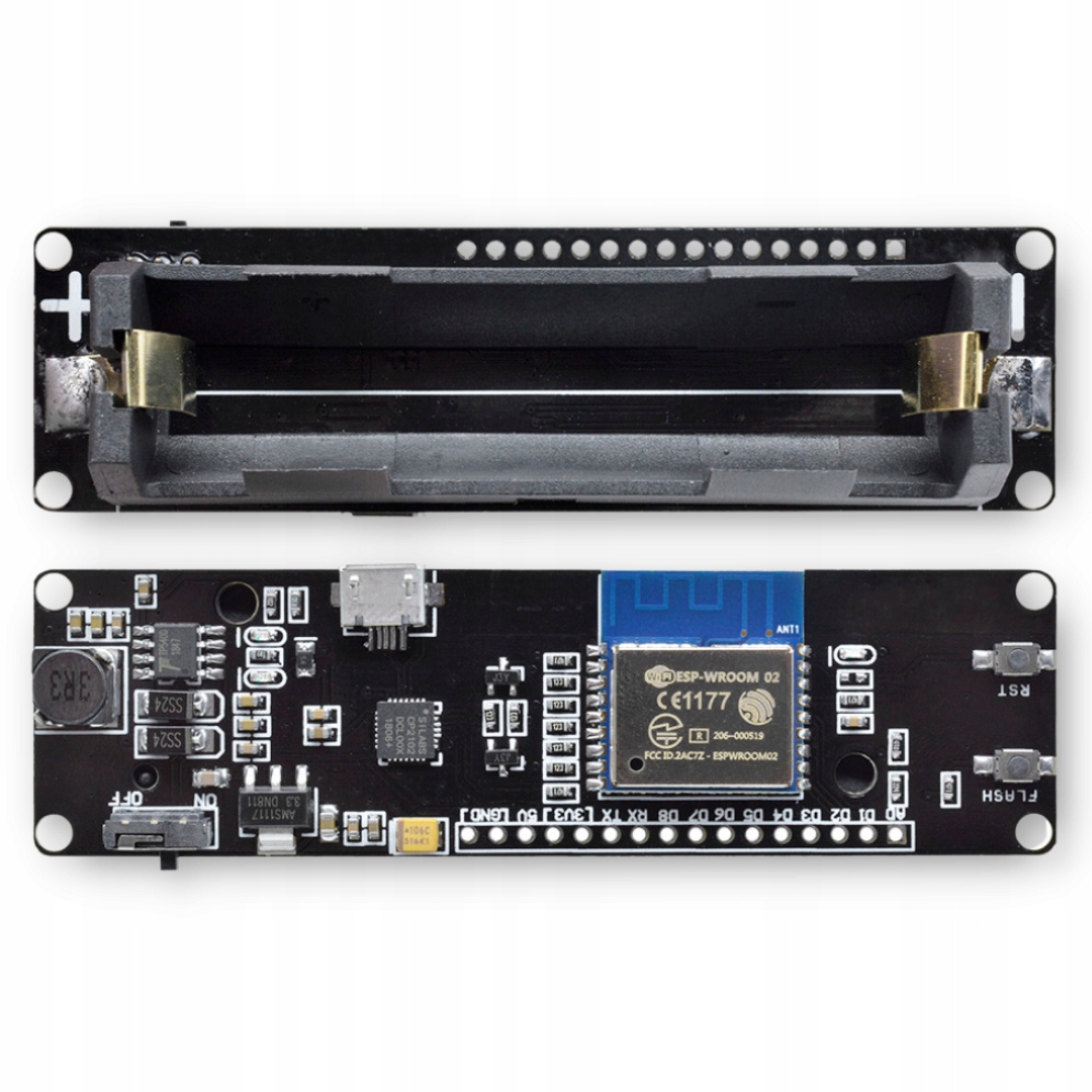 Moduł ESP8266 WEMOS ESP-WROOM-02 z koszykiem 18650 microUSB CP2102 ...
