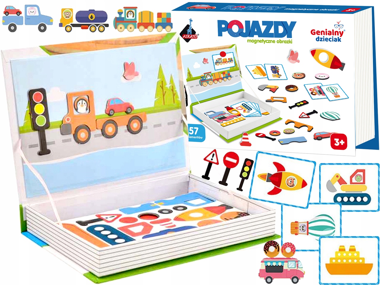 ASKATO Magnetyczne Obrazki Puzzle POJAZDY Auta Tir (6901440110714 ...