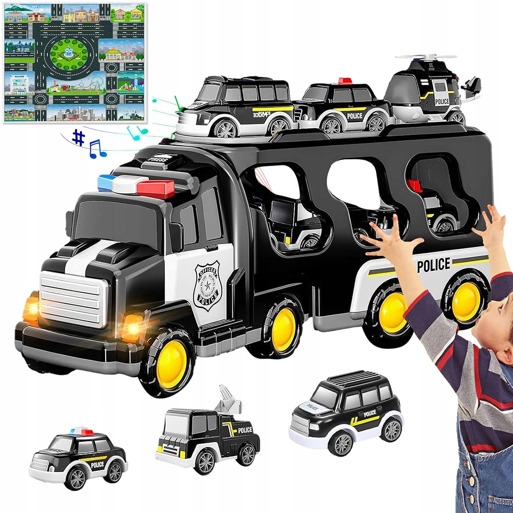 7el CIĘŻARÓWKA TIR LAWETA POLICJA TRANSPORTER DLA DZIECI ZABAWKI AUTKA ...