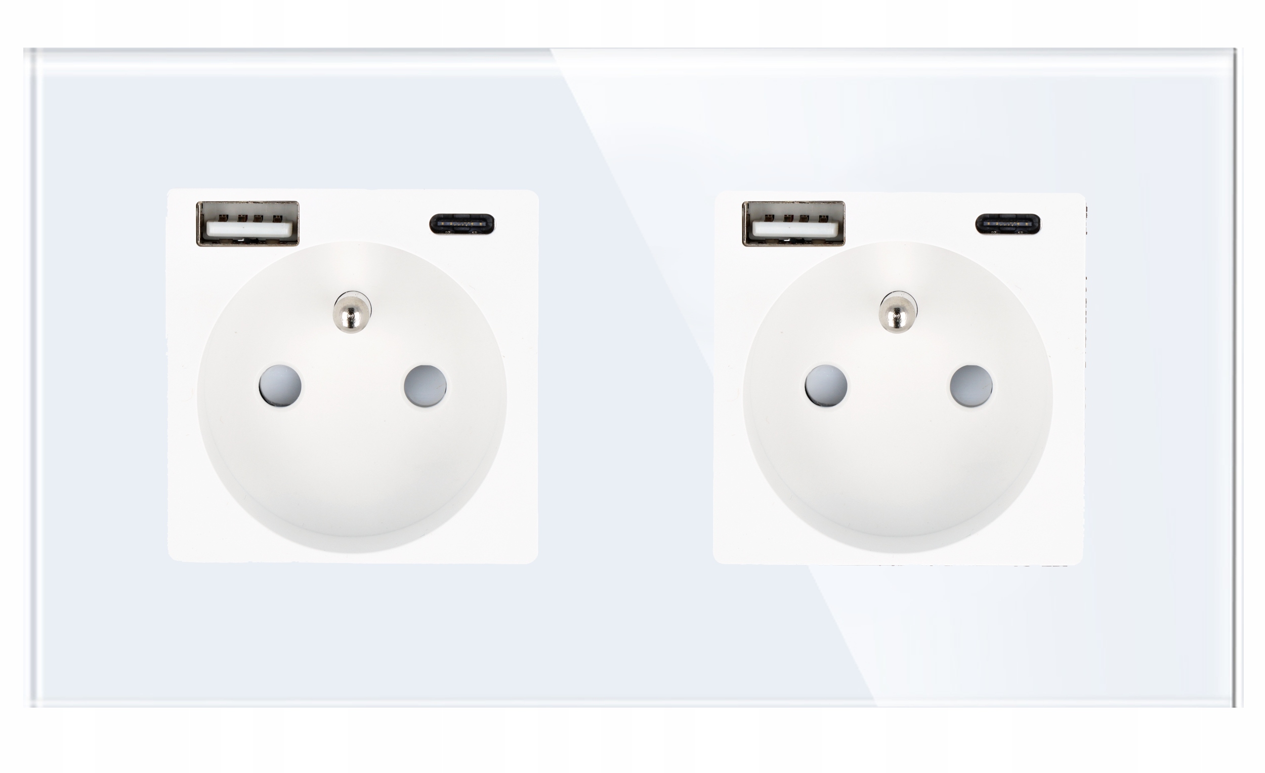 GNIAZDKO KONTAKT z BOLCEM ŁADOWARKA USB A + C BIAŁE PODWÓJNA RAMKA 2.1A ...