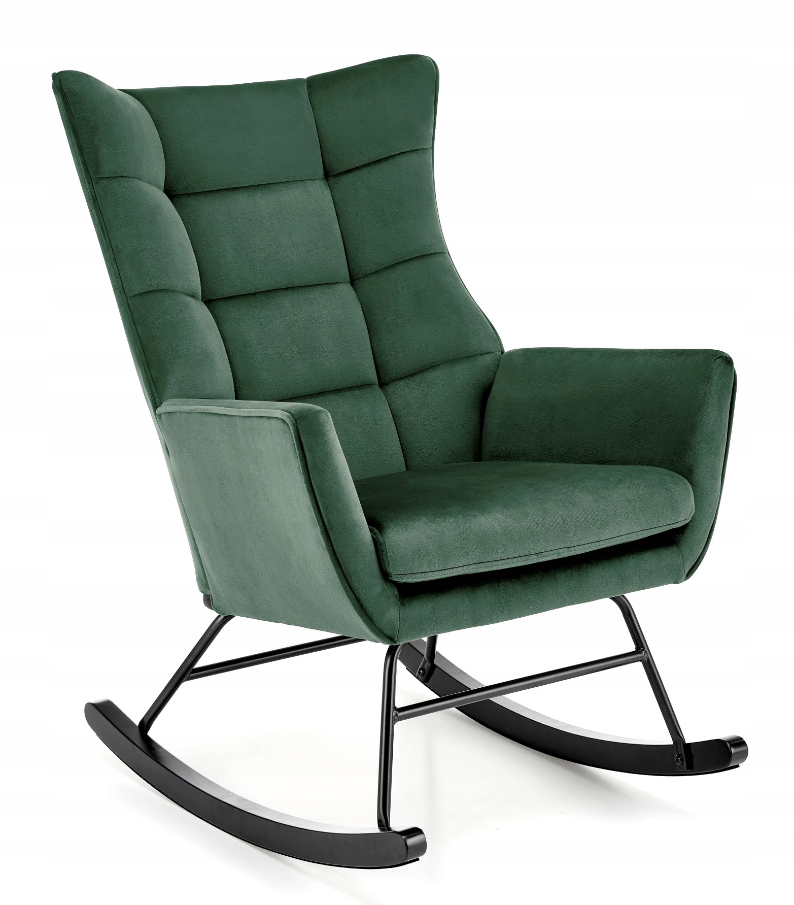 Fotel wypoczynkowy bujany na płozach BAZALTO Halmar Ciemny zielony ...