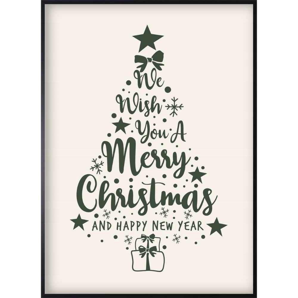 PLAKAT 21x30 A4 OBRAZ ŚWIĄTECZNY ŚWIĘTA DRZEWKO CHOINKOWE ŻYCZENIA ...