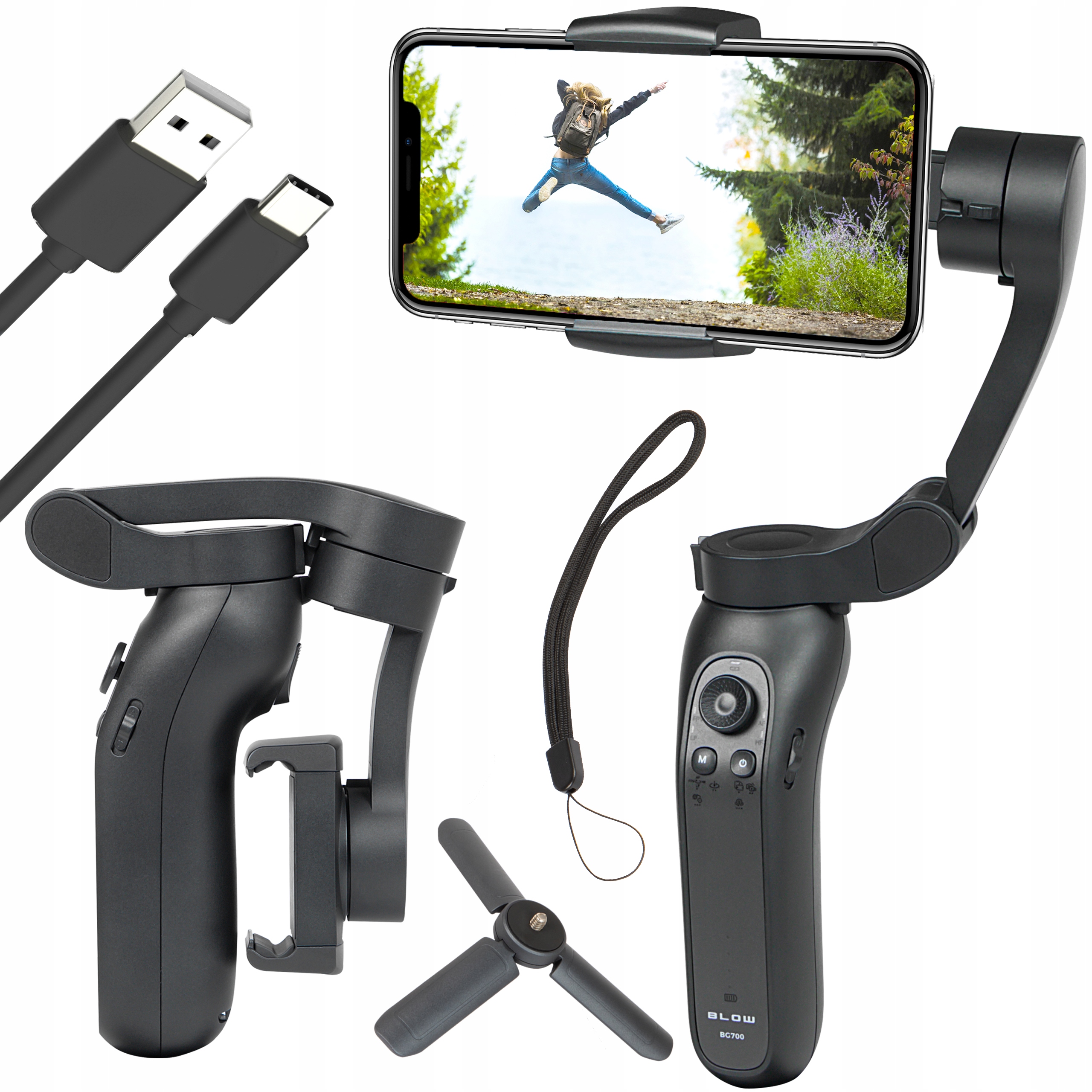 GIMBAL PRO TELEFON RUČNÍ STABILIZÁTOR OBRAZU iOS ANDROID SKLÁDACÍ SELFIE za 1781.00CZK - Allegro