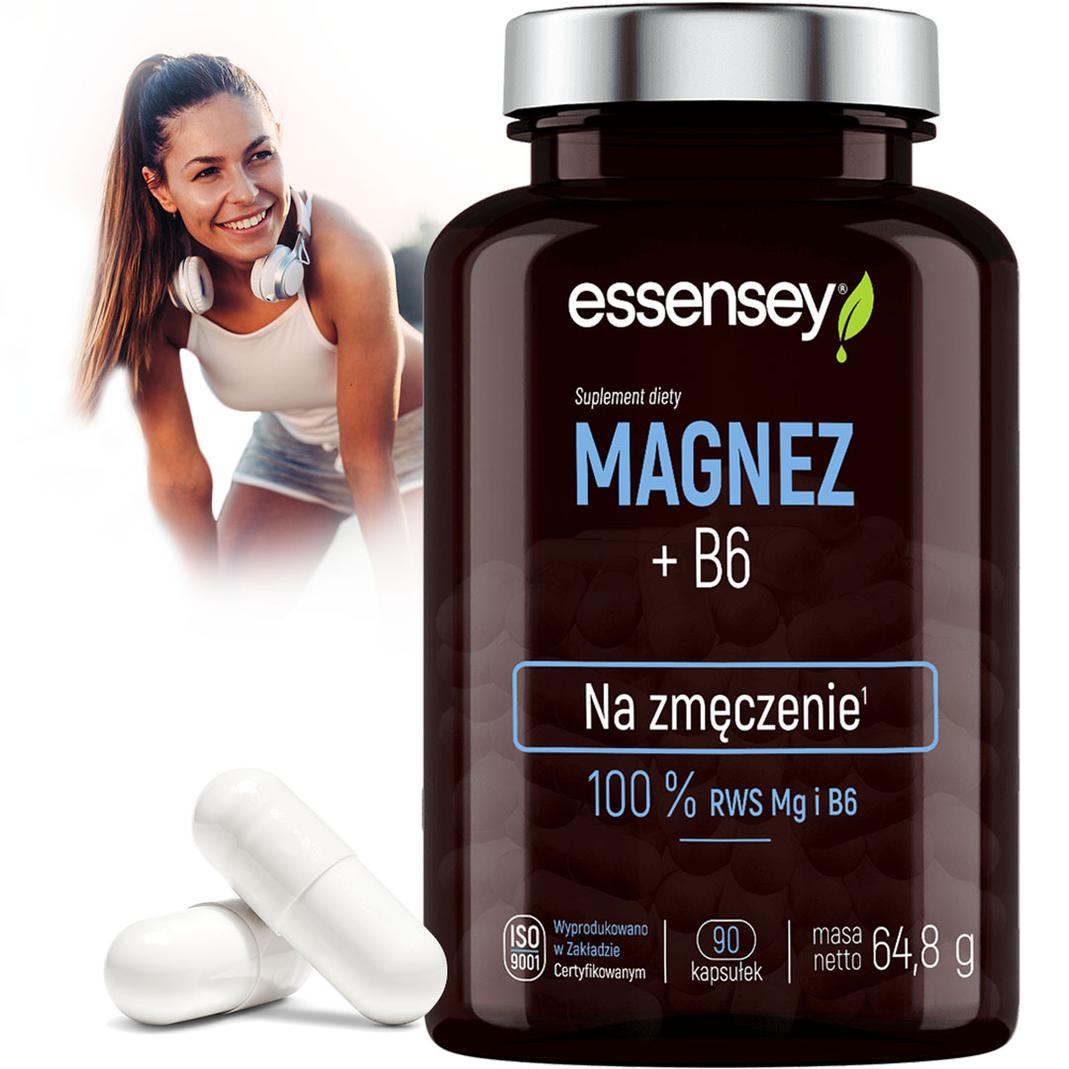 Essensey Magnez + Witamina B6, na zmęczenie, 90 kapsułek - 5902114043117 - 16104931640 - Allegro