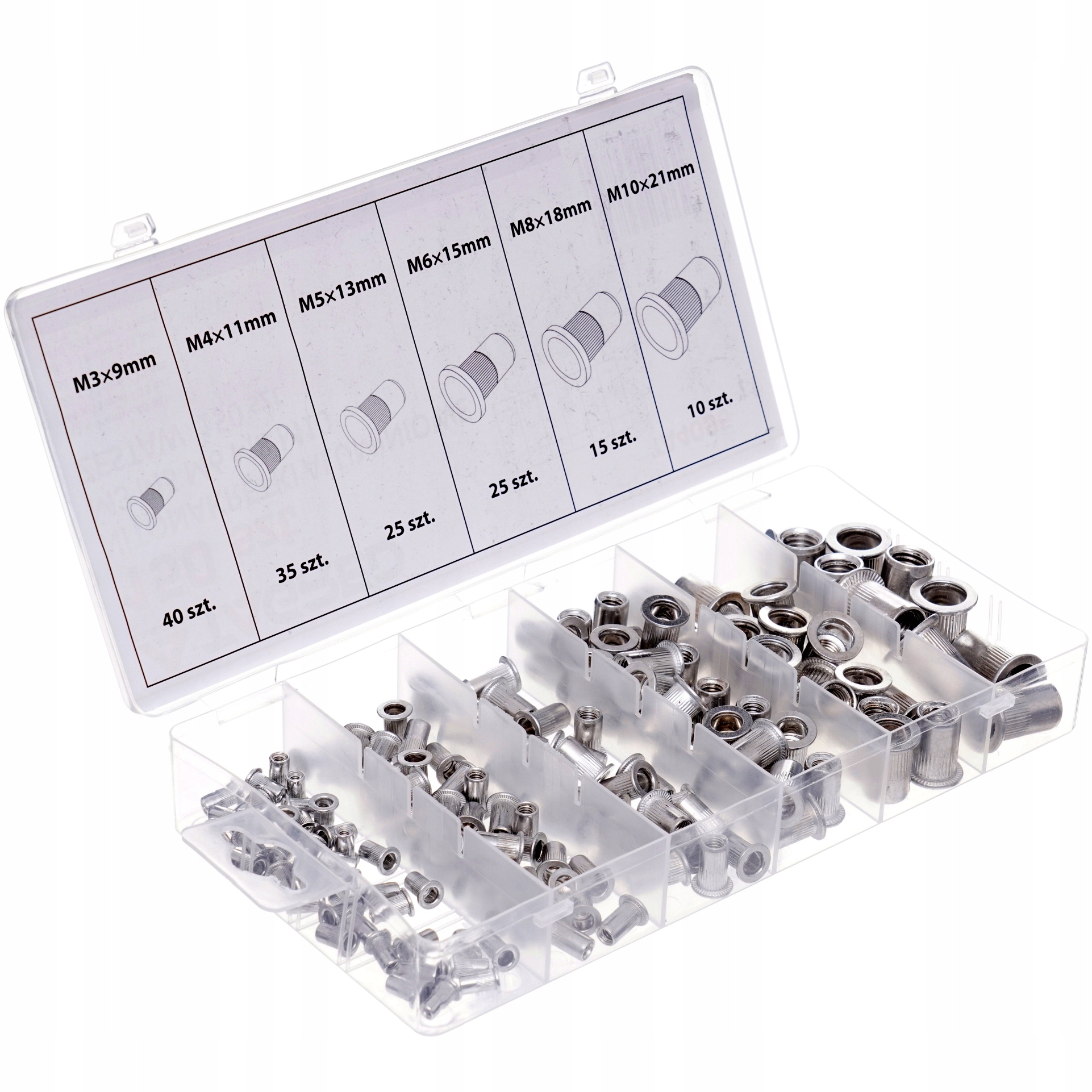 Hliníkové nýtovací matice M3 M4 M5 M6 M8 M10 150 ks - Allegro