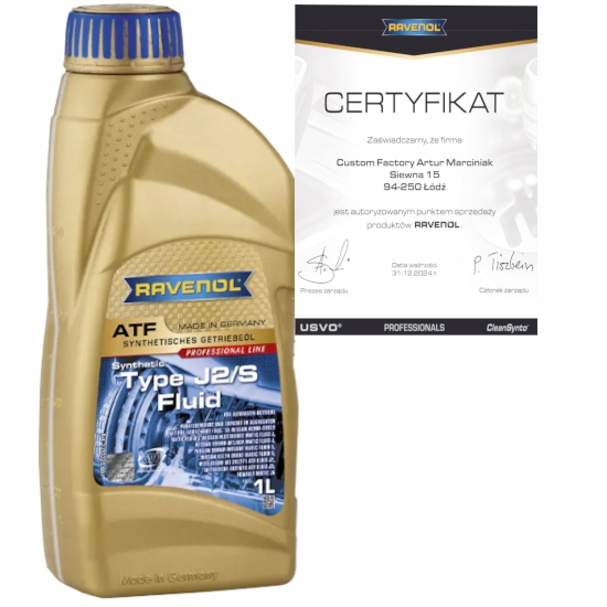 RAVENOL ATF TYPE J2/S FLUID 1L OLEJ PRZEKŁADNIOWY JATCO JF613E ...