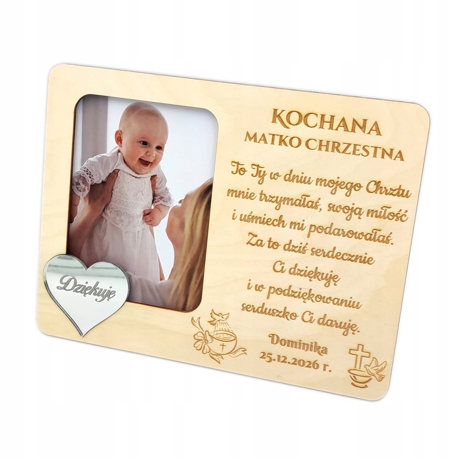 Personalizowana Ramka Podziękowanie dla Rodziców Chrzestnych Dziadków • Cena, Opinie ...