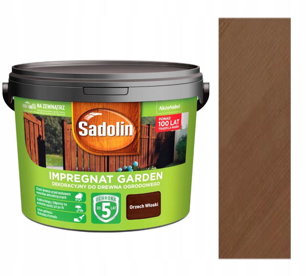 SADOLIN GARDEN IMPREGNAT DO DREWNA OGRODOWEGO 9L ORZECH WŁOSKI ...