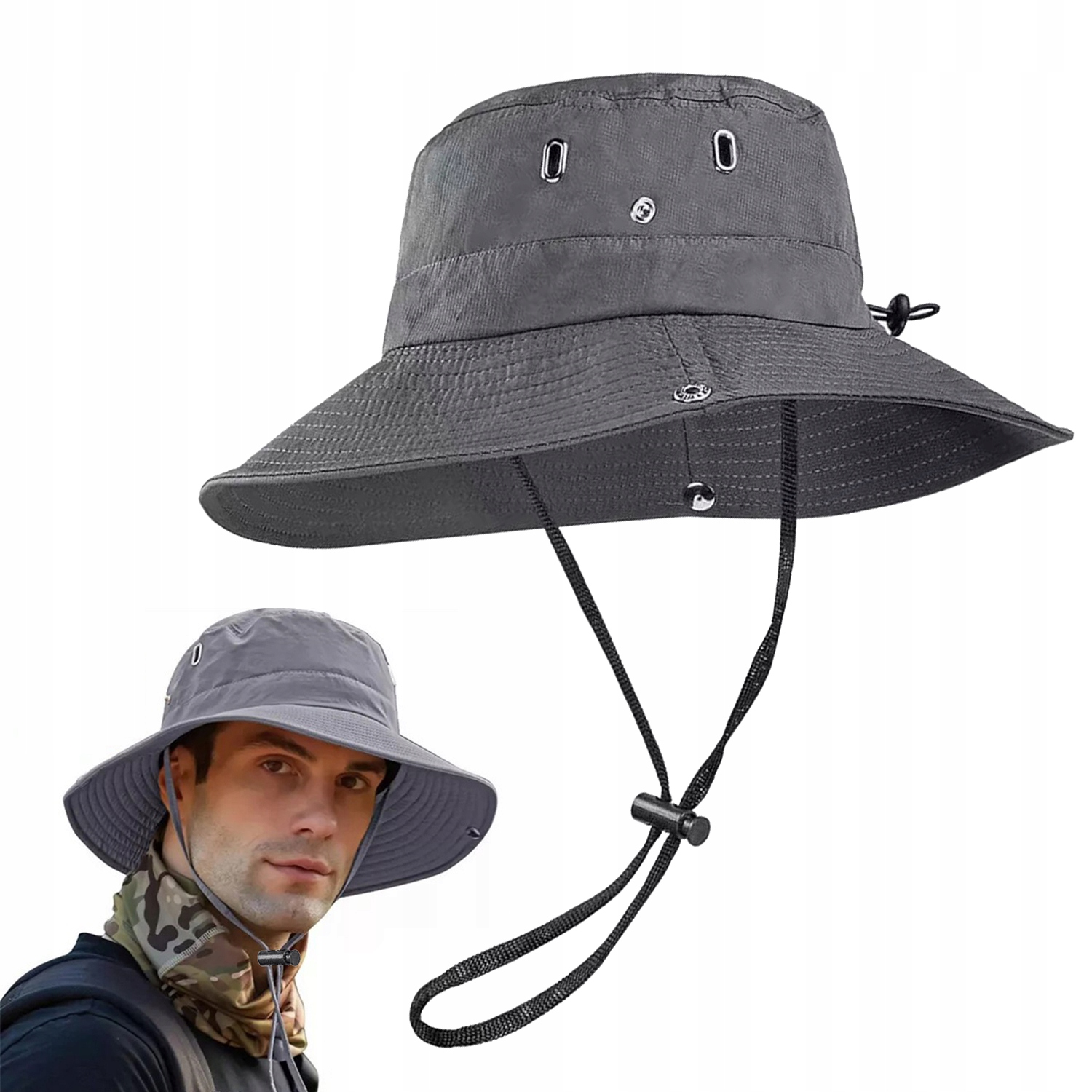 KAPELUSZ TURYSTYCZNY PRZECIWSŁONECZNY DAMSKI MĘSKI Z FILTREM UV 50+ NA LATO (4058183149302 ...