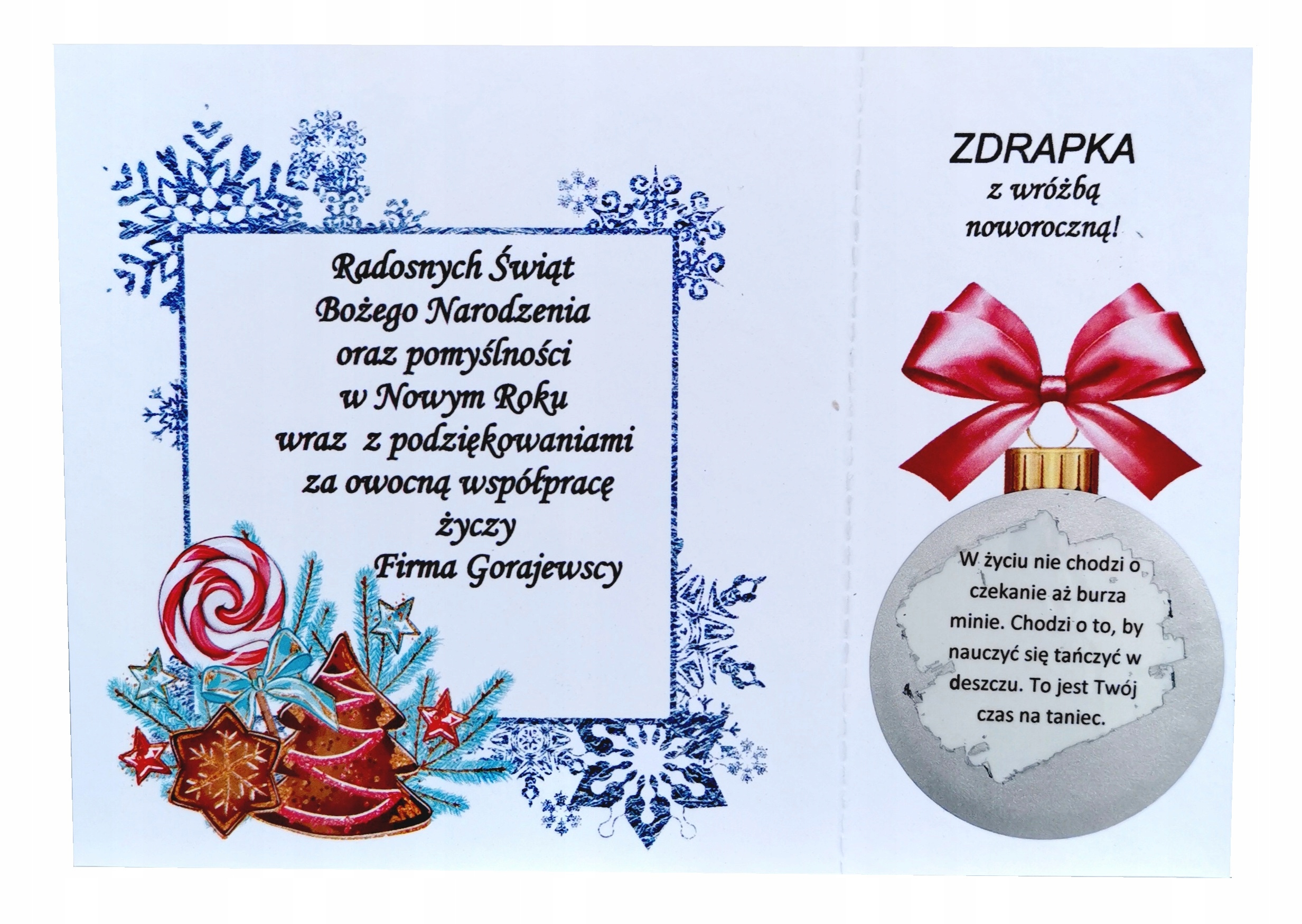 kartki zdrapki Boże Narodzenie życzenia Klientów 12653628345 - Allegro.pl