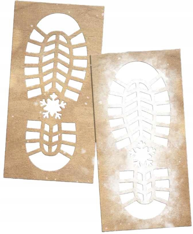 DEKORACE ŠABLONA STOPA OTISK BOTY SVATÉHO MIKULÁŠ UMĚLÝ SNÍH VÁNOCE za ...