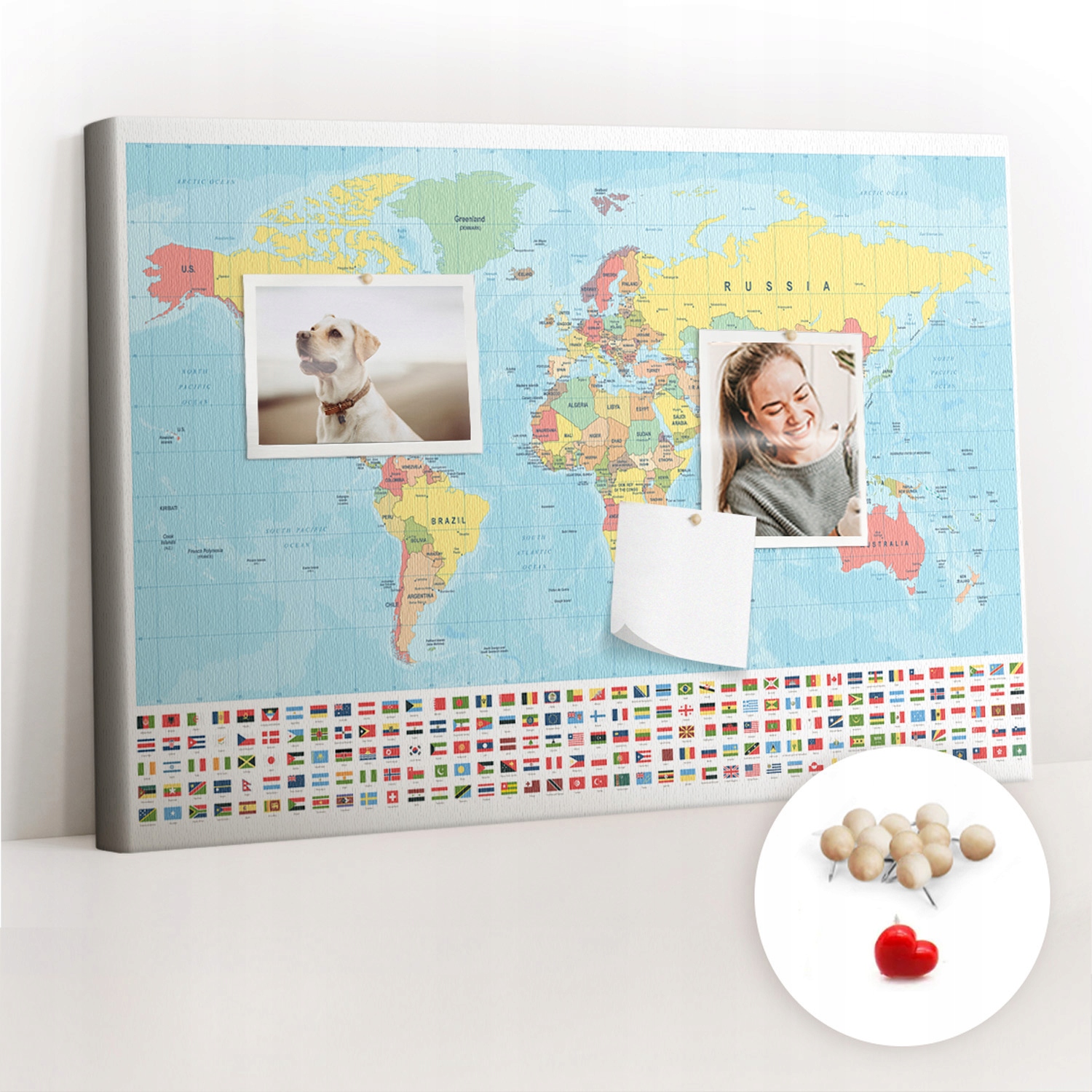 Tablica Korek z Pinezkami Geografia mapa świata (4068302503175) • Cena ...