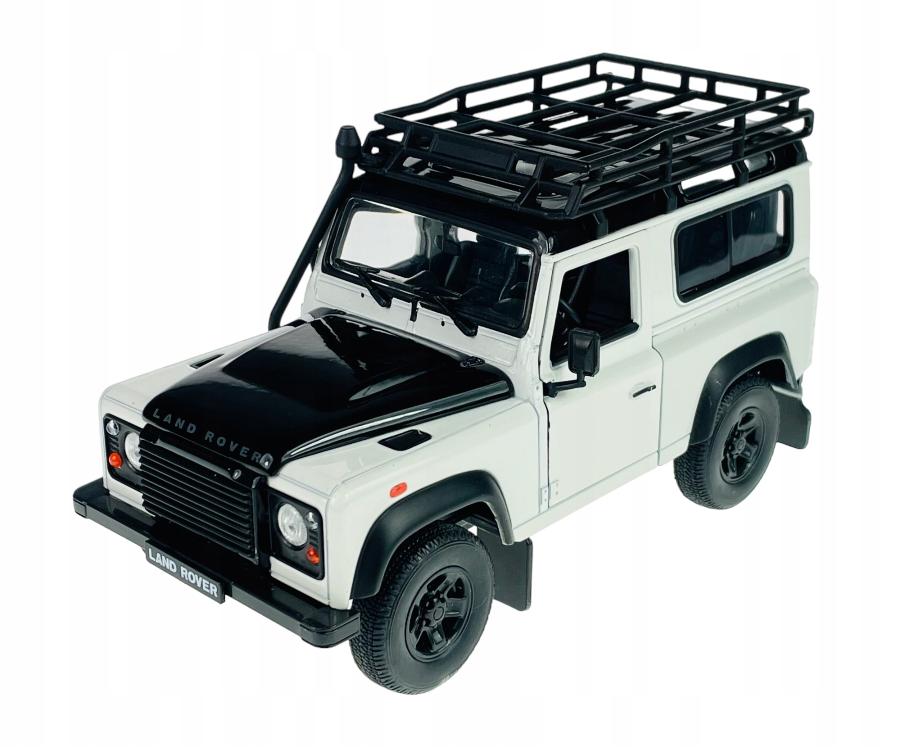 WELLY LAND ROVER DEFENDER BIAŁO-CZARNY 1:24 NOWY METALOWY MODEL 22498 ...