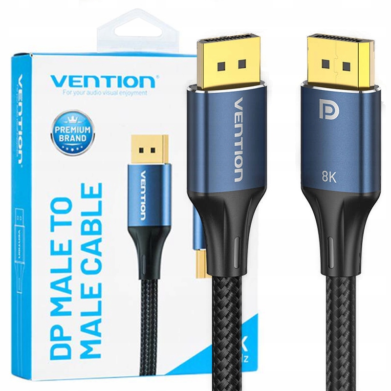 VENTION KABEL DISPLAYPORT HD 8K 1M SZYBKI 32,4 GBIT/S 240 HZ MOCNY ...