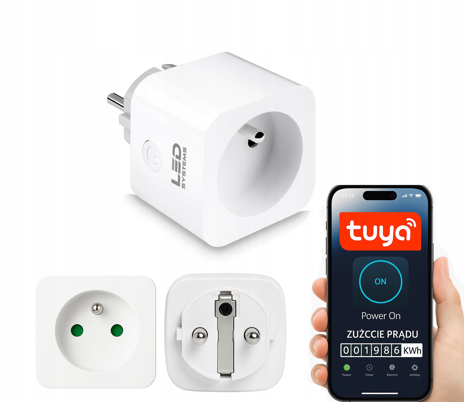 INTELIGENTNE GNIAZDKO WiFi SMART TUYA WATOMIERZ GNIAZDO PROGRAMATOR TIMER (5901730208634) • Cena ...