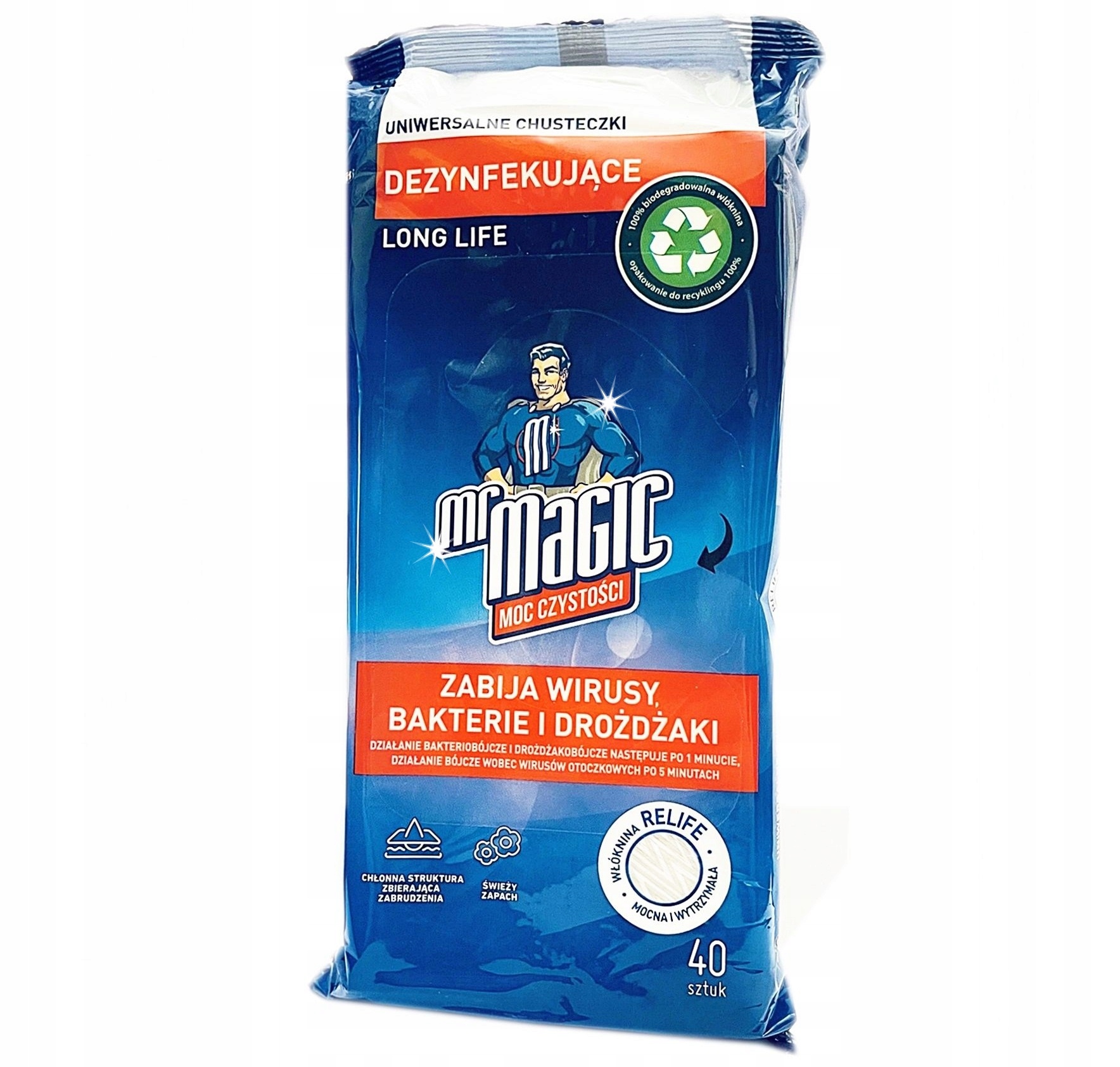 CHUSTECZKI NAWILŻANE DEZYNFEKUJĄCE MR MAGIC 40 szt 13609587062 - Allegro.pl