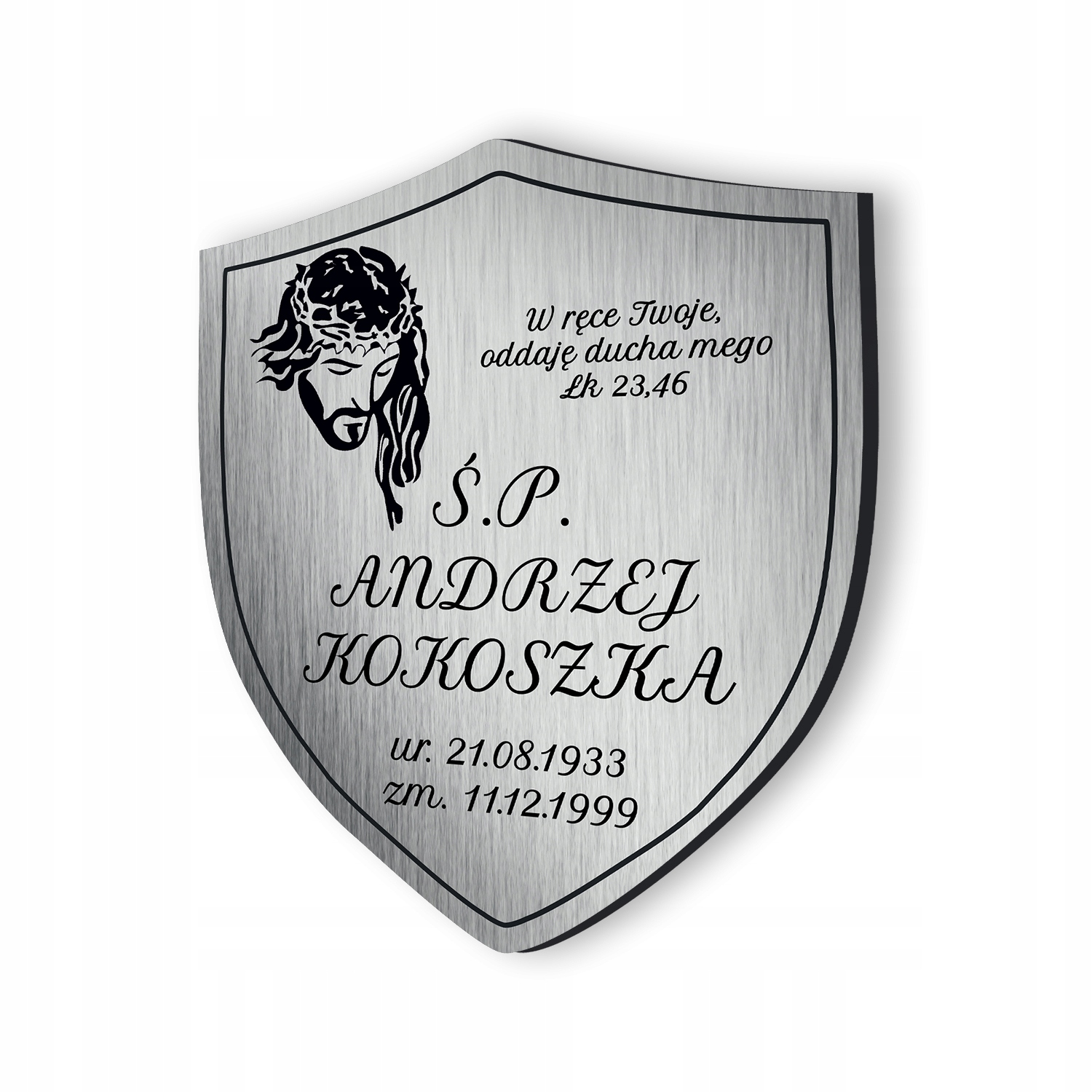 NÁHROBNÍ TABULKA HROB KŘÍŽ hliník - Allegro