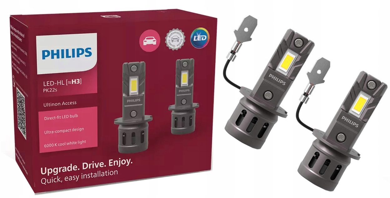 ŻARÓWKI LED H3 PHILIPS ULTINON ACCESS 12V KOMPAKTOWE 6000K ORYGINAŁ ...