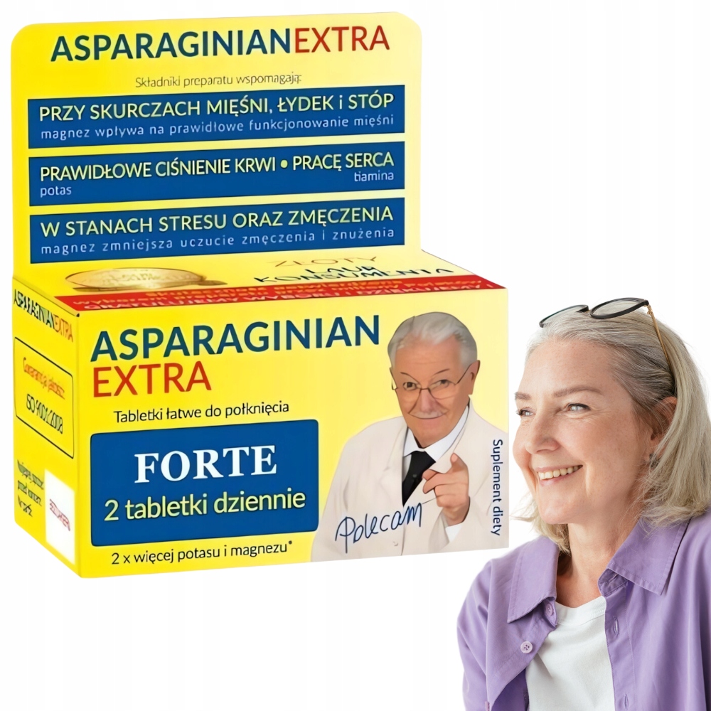 Tabletki magnez z potasem Asparaginian Extra Forte 50 tabletek Uniphar ...