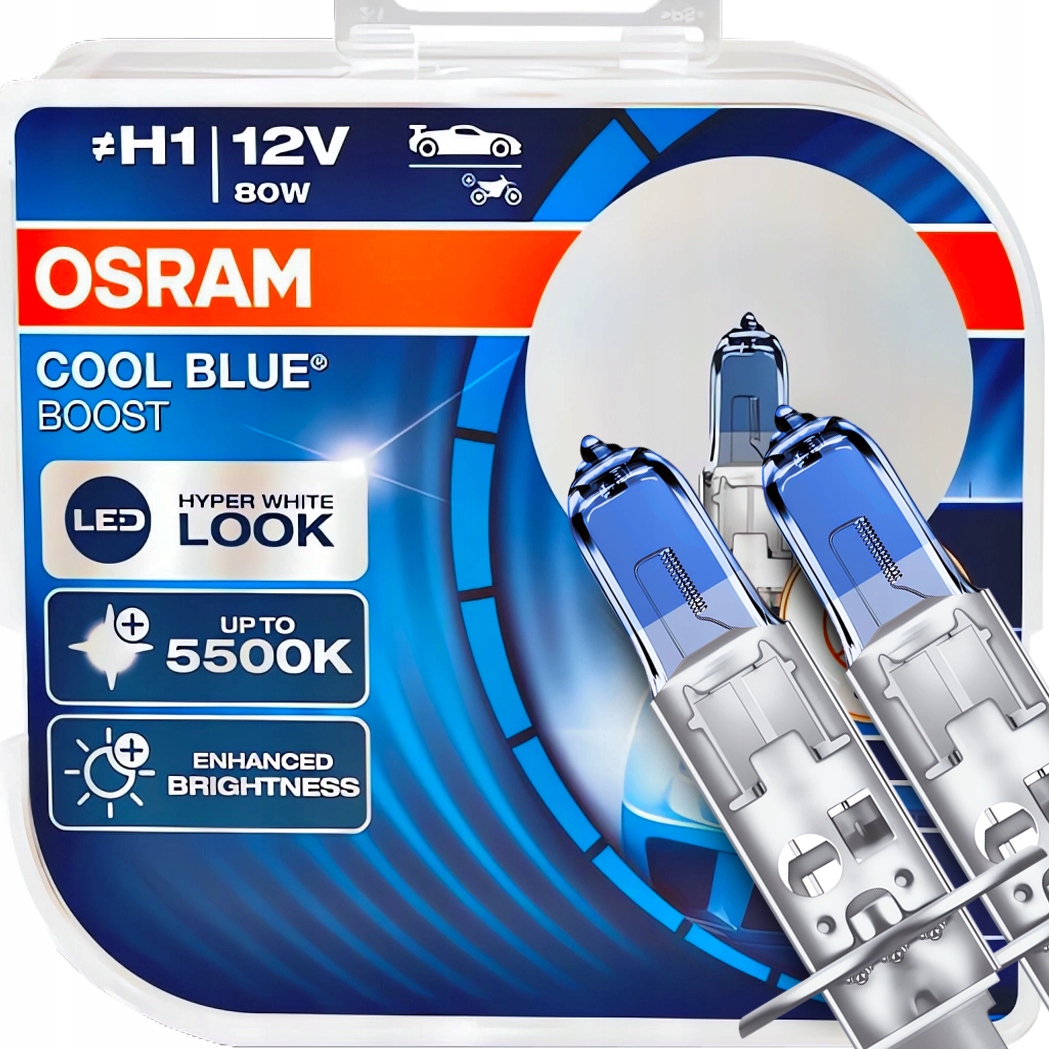 ŻARÓWKI H1 OSRAM COOL BLUE BOOST NEX GEN. 5500K BIAŁE ŚWIATŁO JAK LED ...