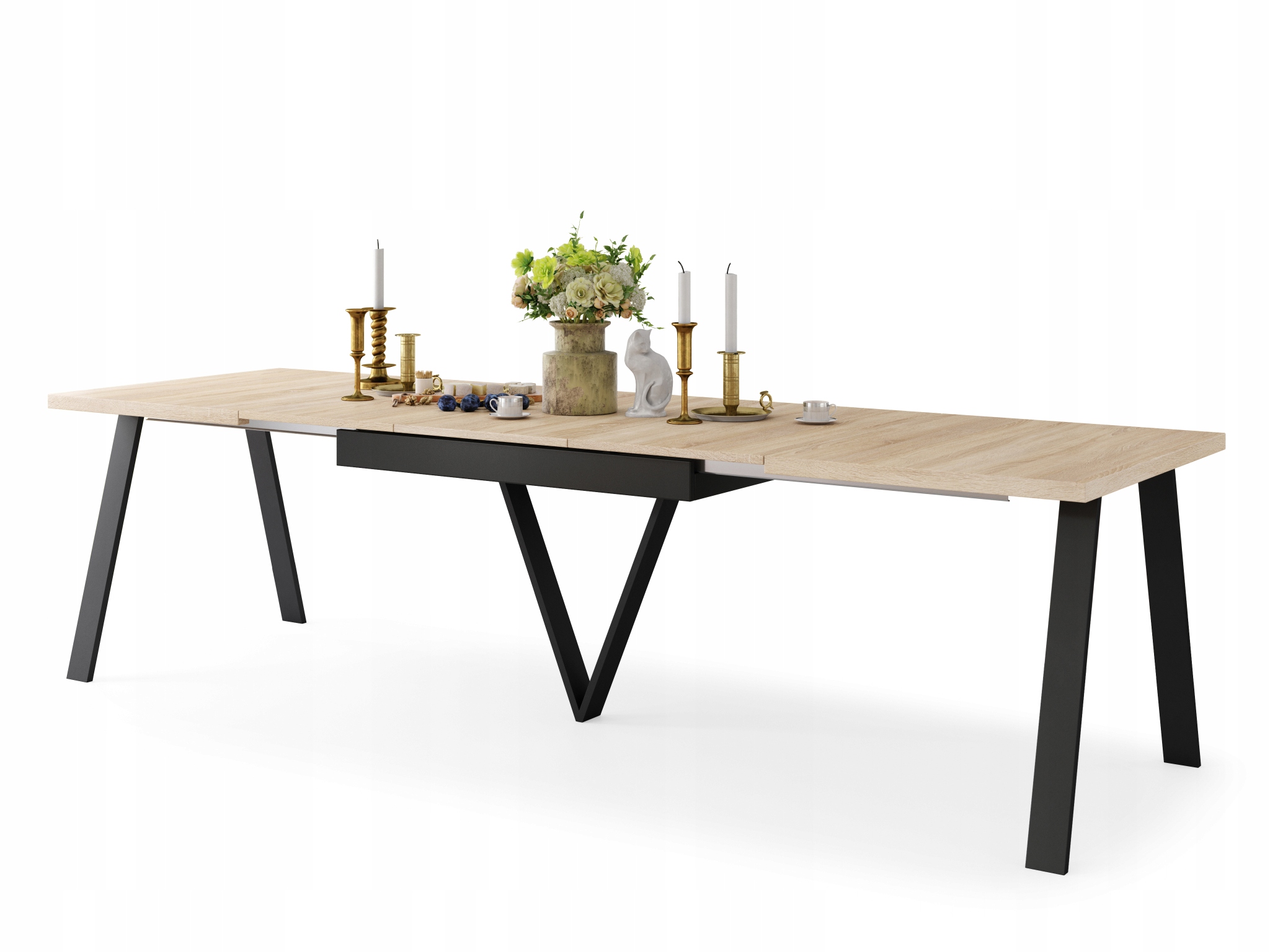 Stół prostokątny rozkładany Mazzoni 180 x 90 x 76cm dąb sonoma ...