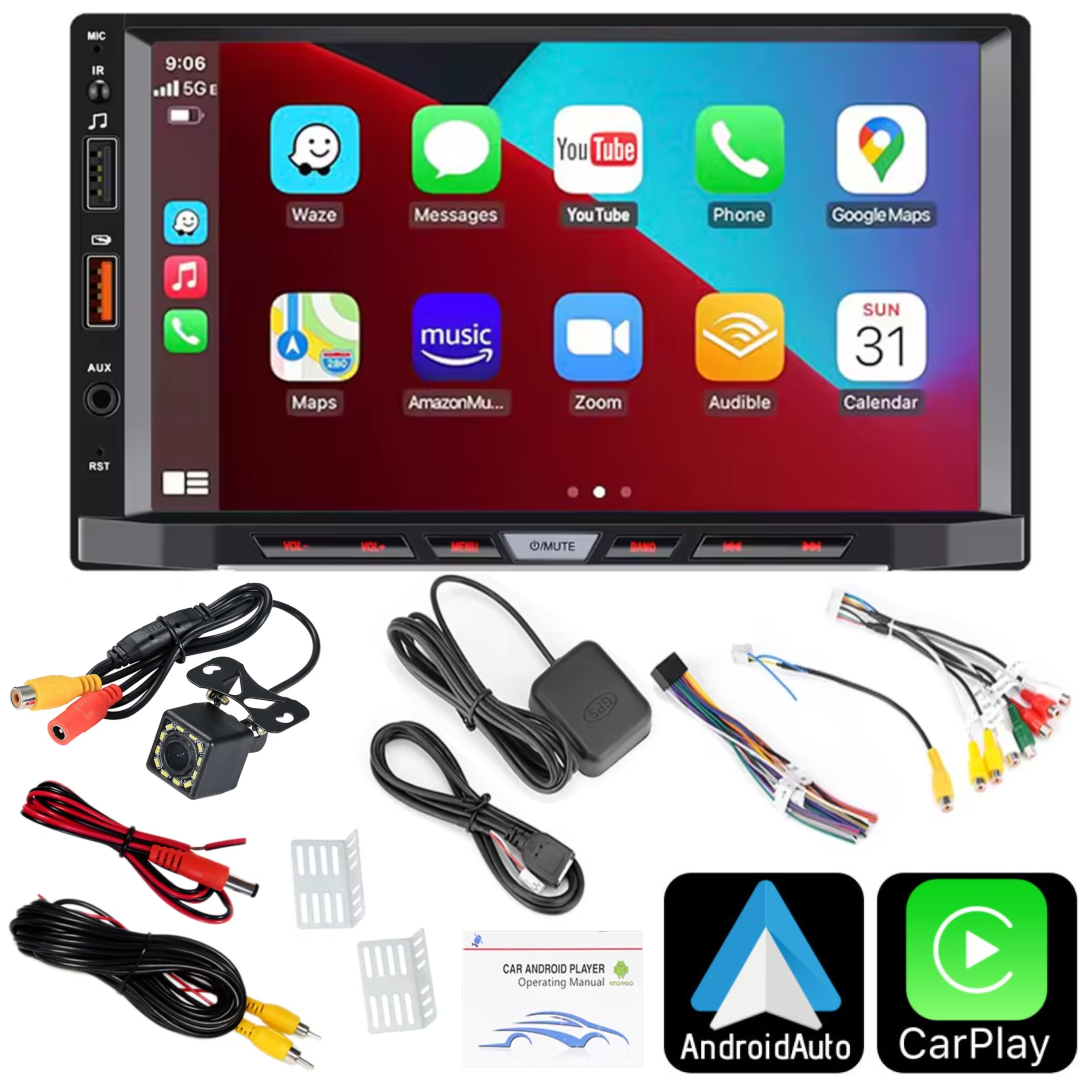 RADIO SAMOCHODOWE 2 DIN ANDROID CARPLAY RDS GPS WIFI USB 2GB/32GB 7 ...