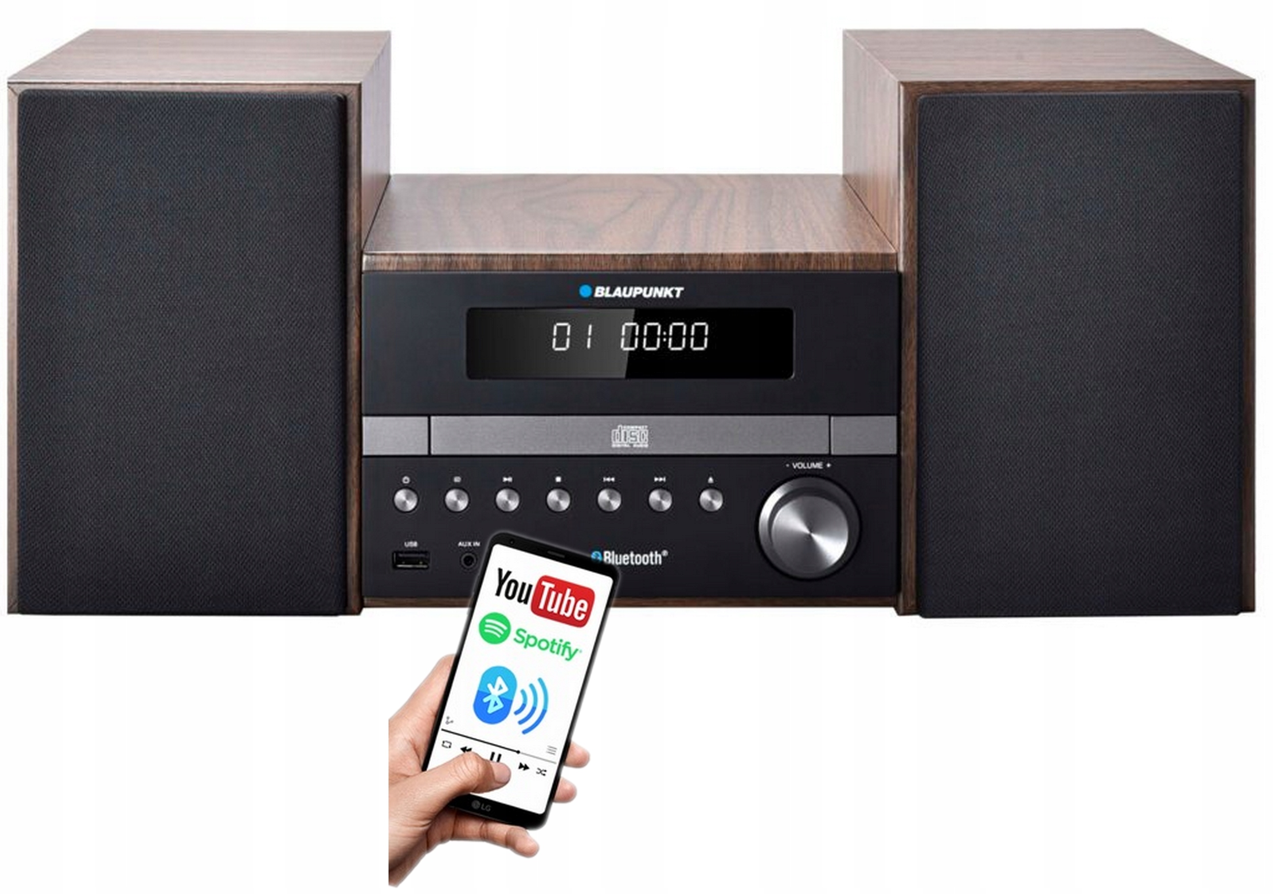 Mini Wieża Blaupunkt MS46BT BT CD USB 300W LCD AUX Equalizer RDS ...