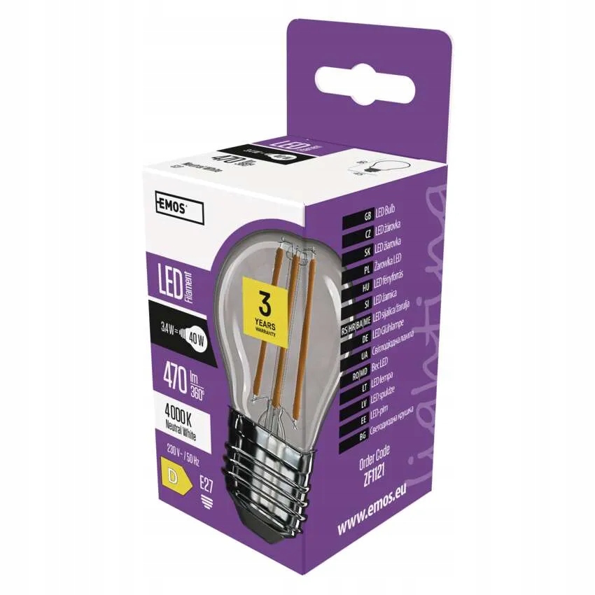 Żarówka Emos LED Filament Mini Globe E27 3,4 W 470 lm biała neutralna ...