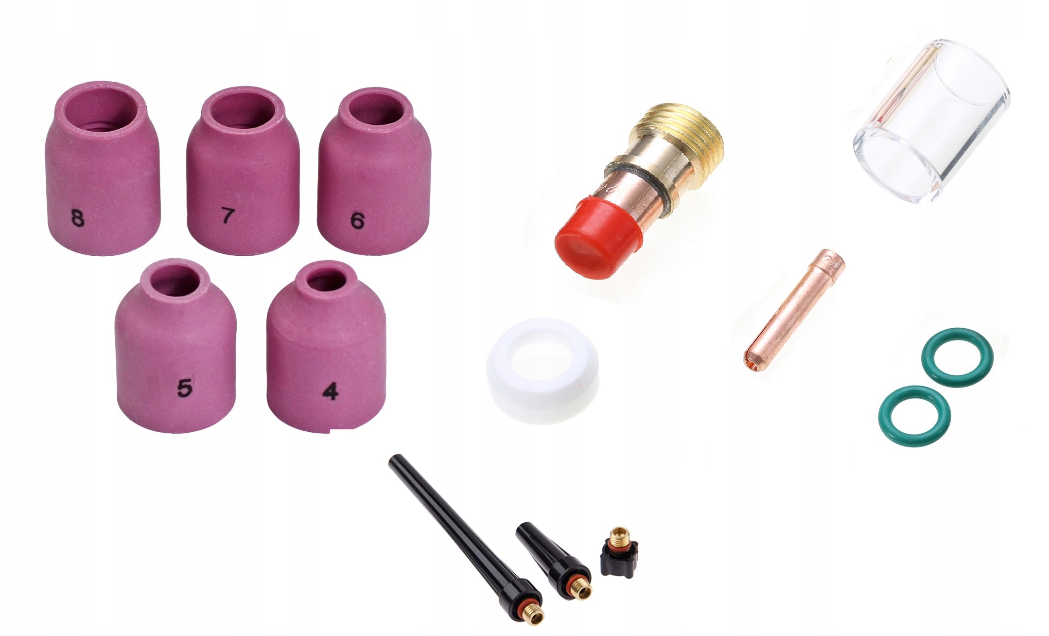 Soczewka TIG 17/18/26 krótka ZESTAW + PYREX fi 2,4 • Cena, Opinie • Uchwyty spawalnicze ...